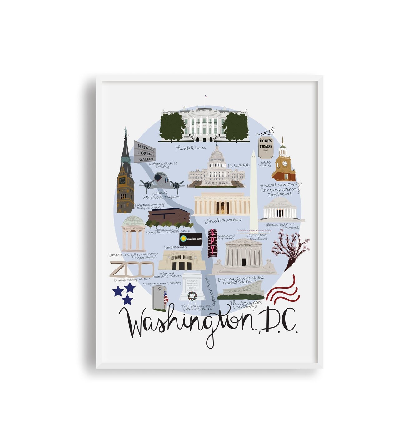 Washington DC Print, Washington Map, Washington, DC, District of ...