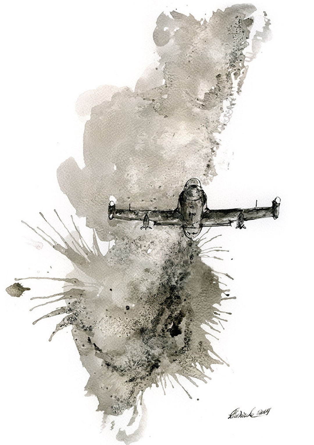 Aviation Art, Original Ink Painting on Paper - Etsy