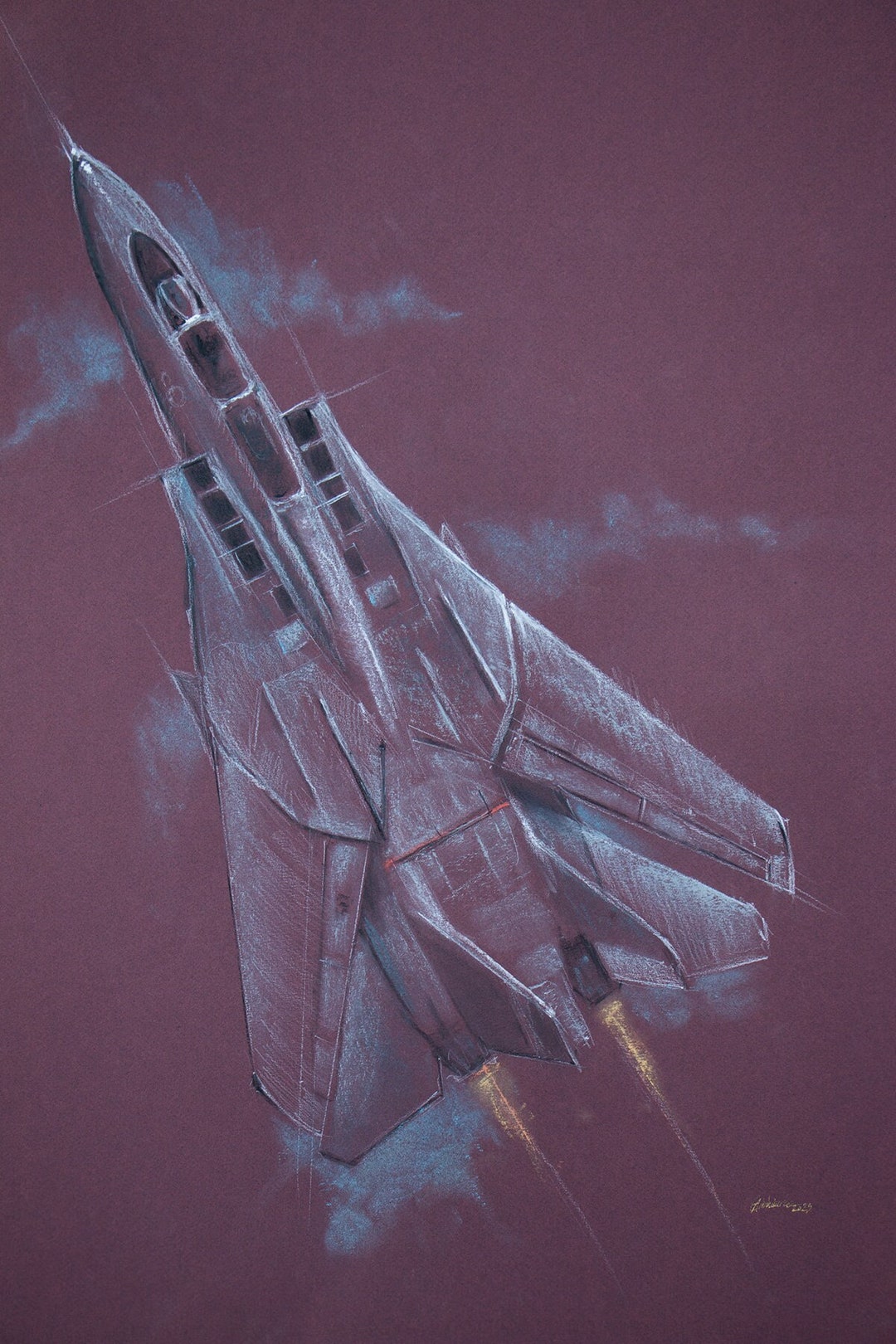 F14, Tomcat, Aviation Art, Original Soft Pastel Drawing - Etsy