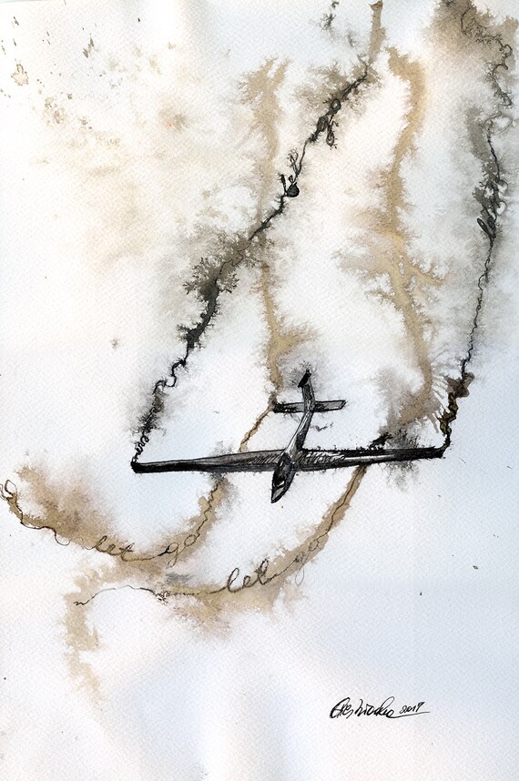 Glider Let Go Aviation Art Aircraft Original Ink Painting - Etsy
