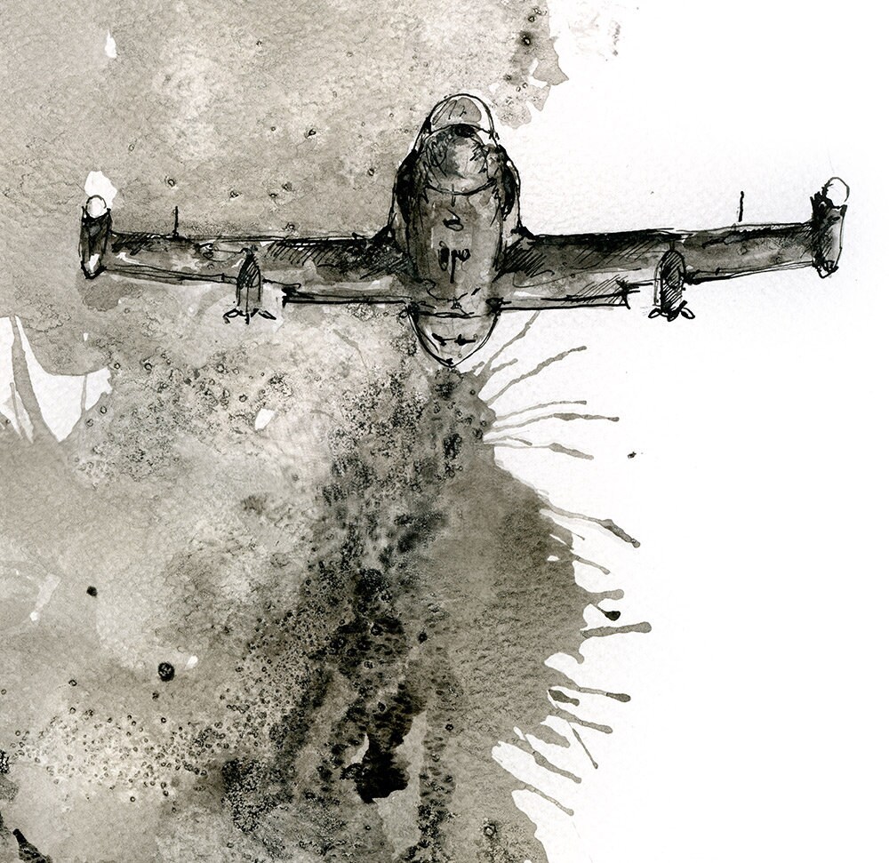 Aviation Art, Original Ink Painting on Paper - Etsy