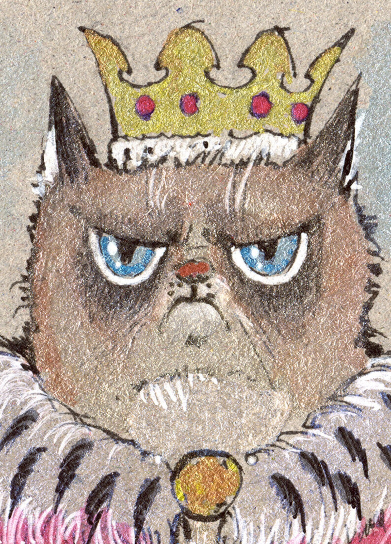 Little Grumpy Cat Original Watercolor Painting - Etsy