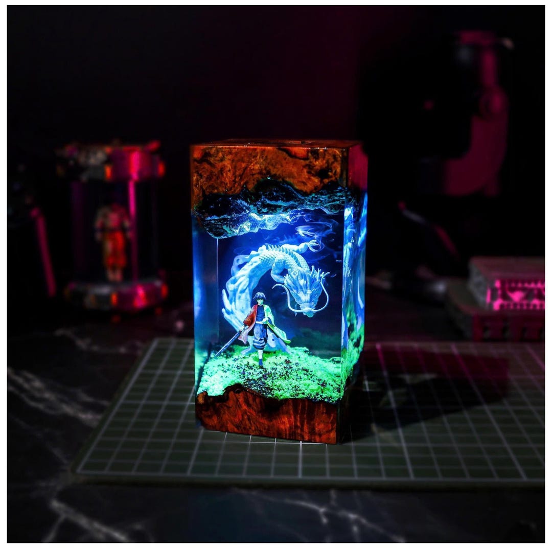 Giyu Tomioka Demon Slayer Epoxy Lamp, Kimetsu No Yaiba Night Lamp ...