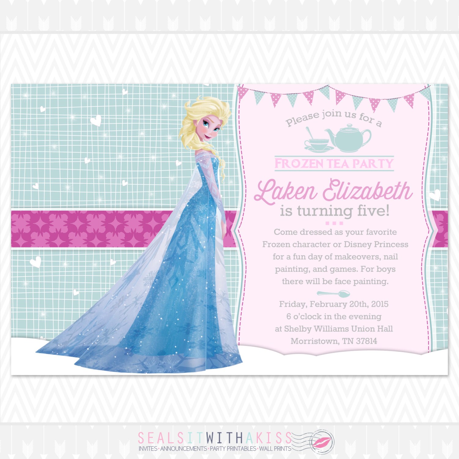 Frozen Elsa Tea Party Birthday Invitation - Etsy