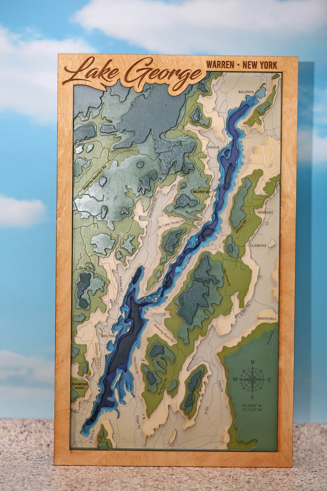 Lake George NY Topographical Layered Map - Etsy