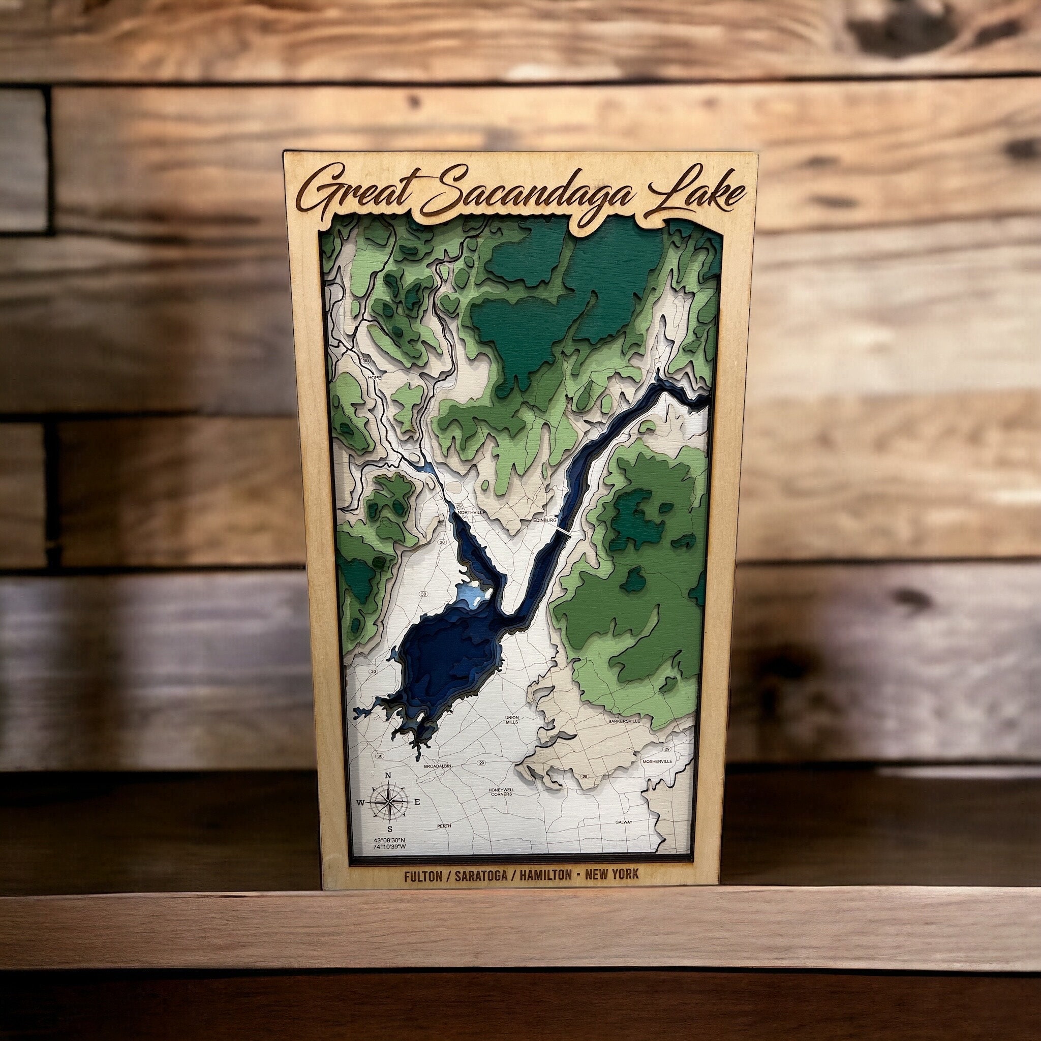 The Great Sacandaga Lake, New York Topographical Layered Map - Etsy