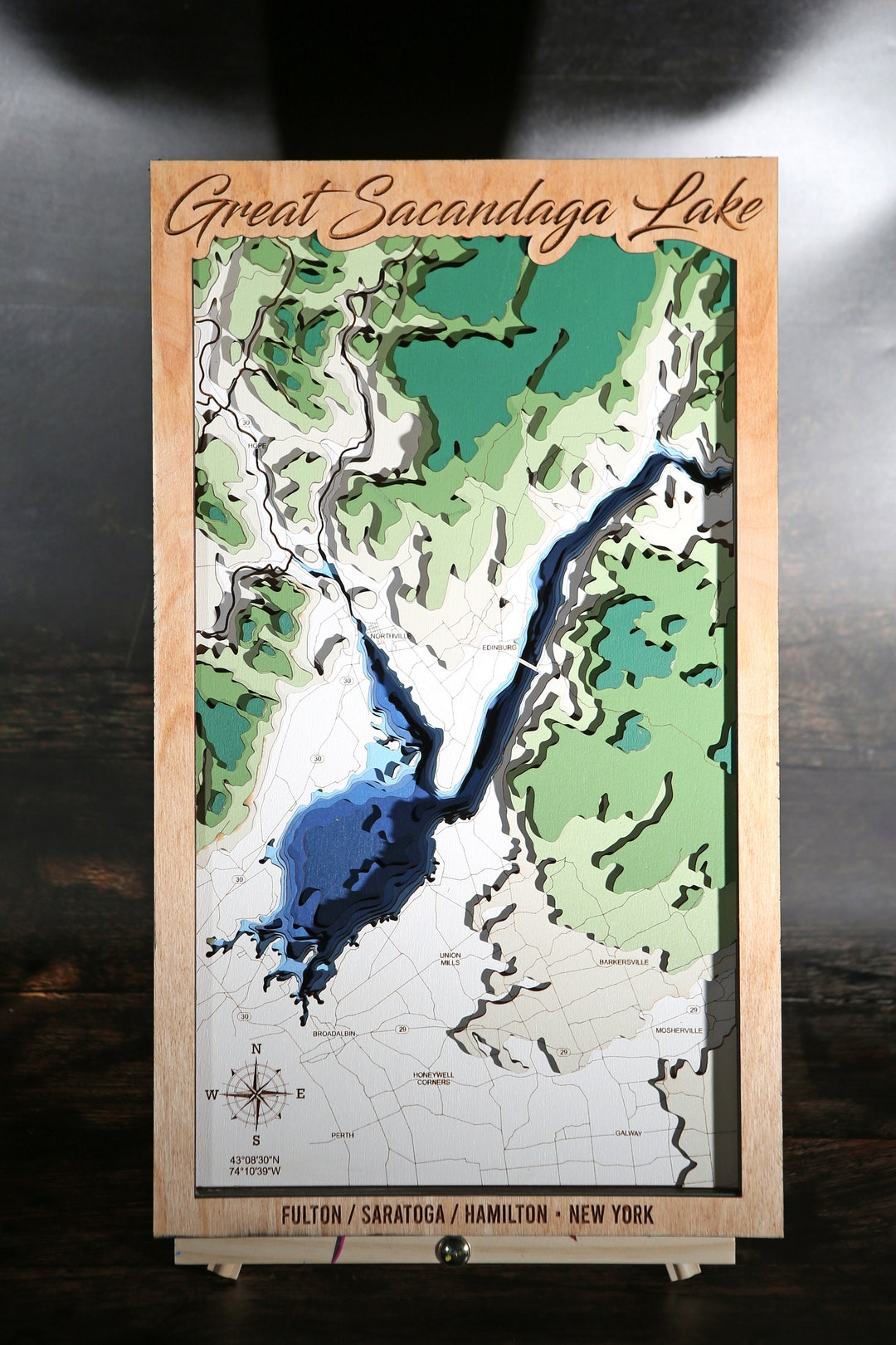 The Great Sacandaga Lake, New York Topographical Layered Map - Etsy