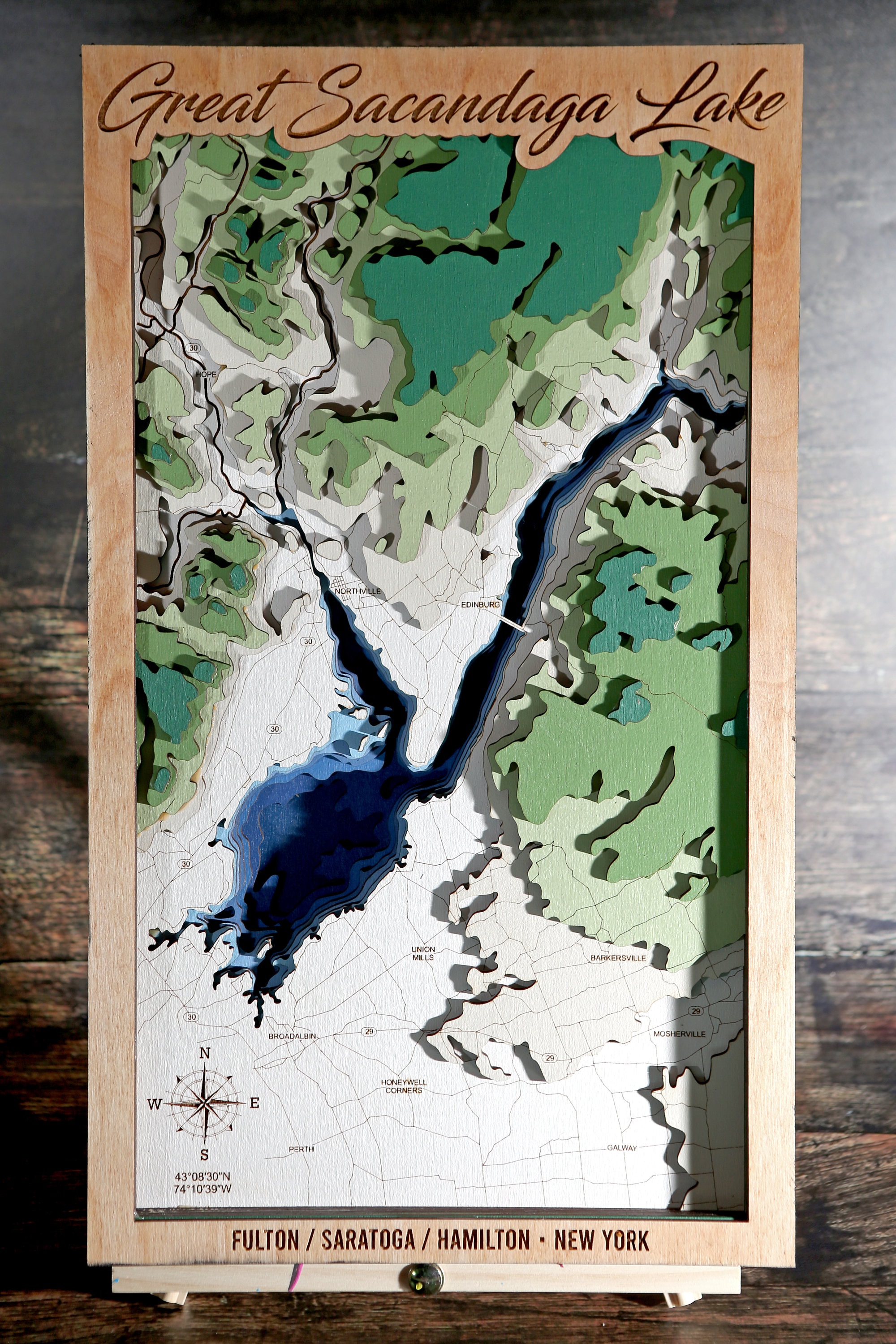 The Great Sacandaga Lake, New York Topographical Layered Map - Etsy