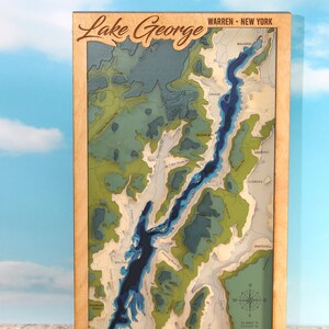 Lake George NY Topographical Layered Map - Etsy