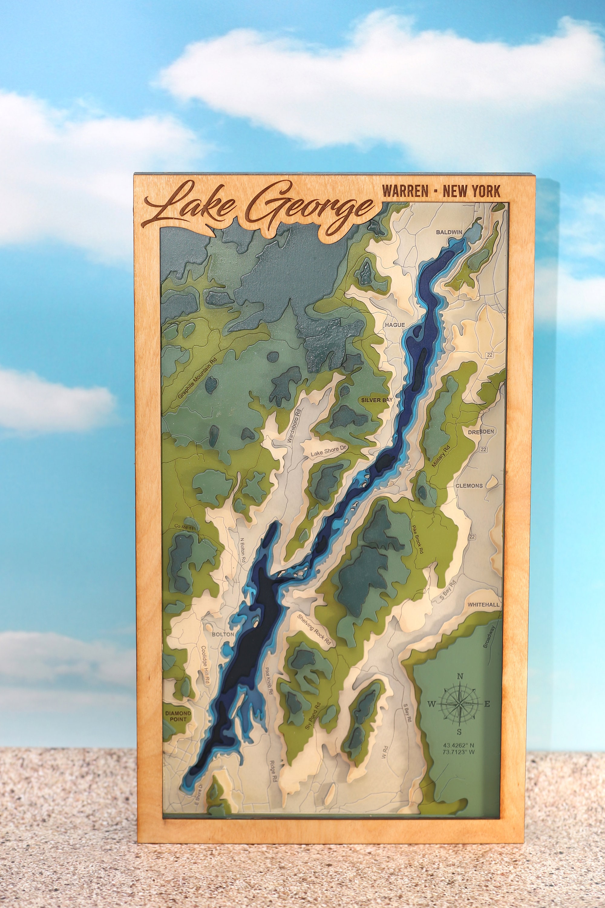 Lake George NY Topographical Layered Map - Etsy