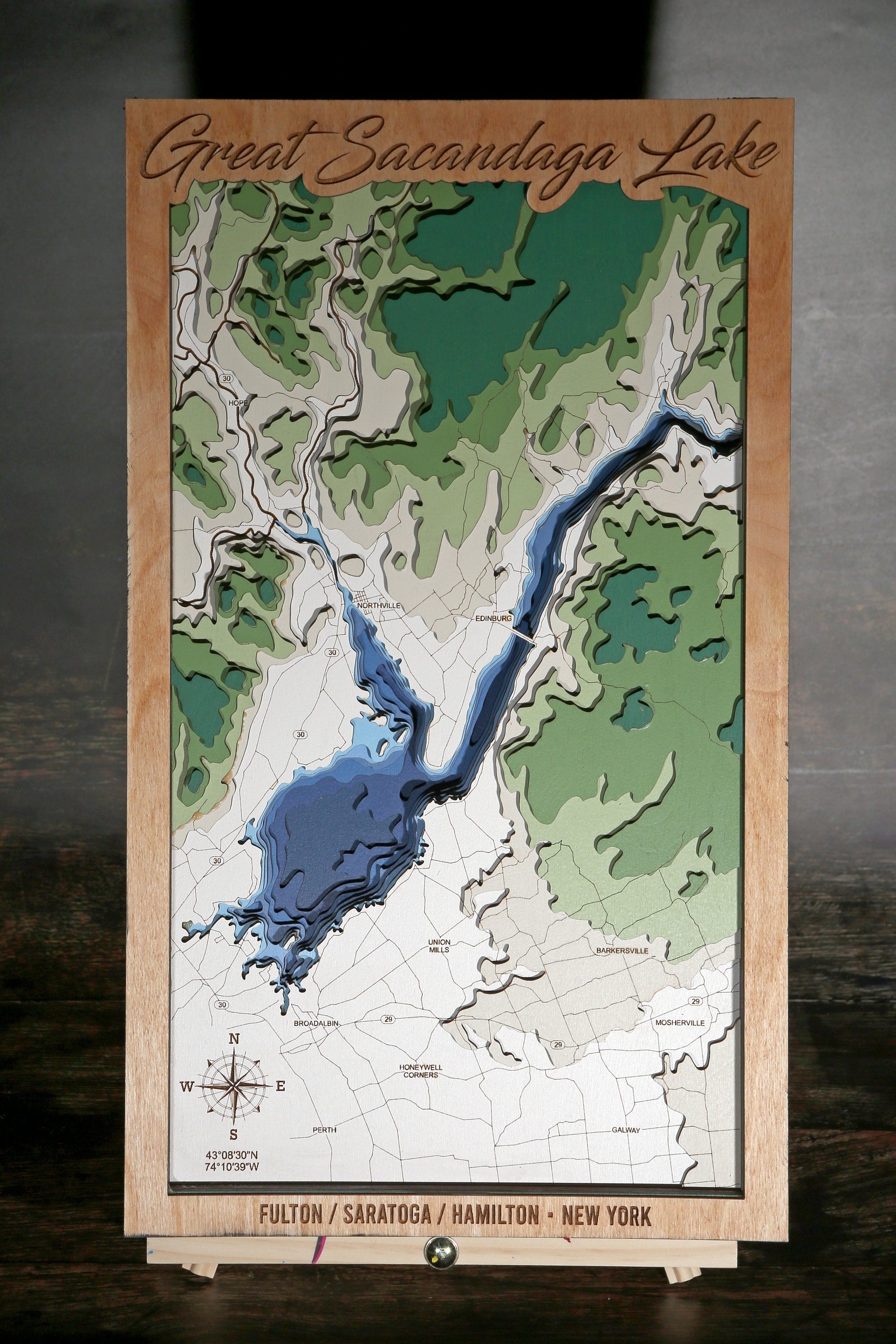 The Great Sacandaga Lake, New York Topographical Layered Map - Etsy