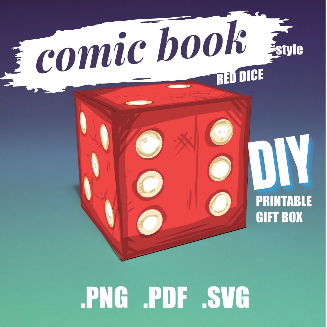 DIY Comic Book Style Red Dice Papercraft Gift Box INSTANT - Etsy