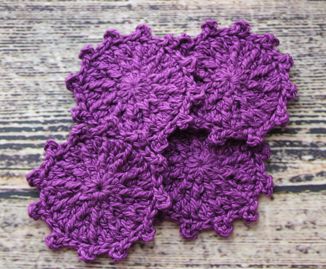 Crochet Face Scrubbies Purple Tone/reusable Rounds/makeup Removers ...
