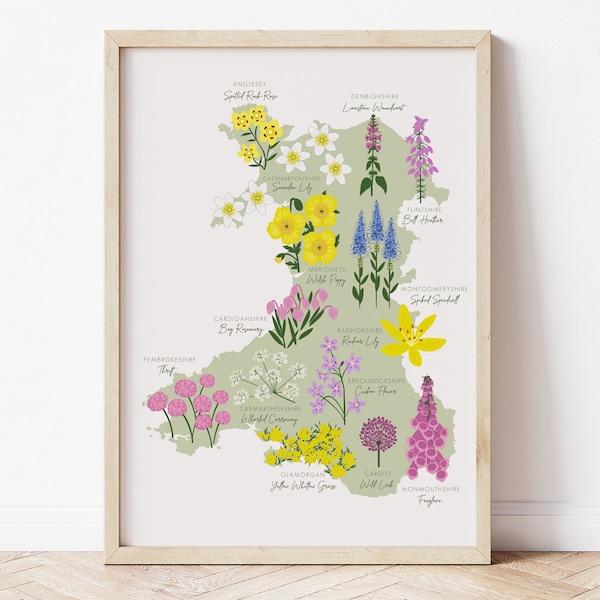 Welsh Flowers Print, Flowers of Wales, Welsh Wildflowers Print, Flower ...