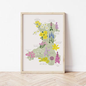 Flower Map of Wales, Blodau Cymru, Welsh Flowers Map, Welsh County Map ...