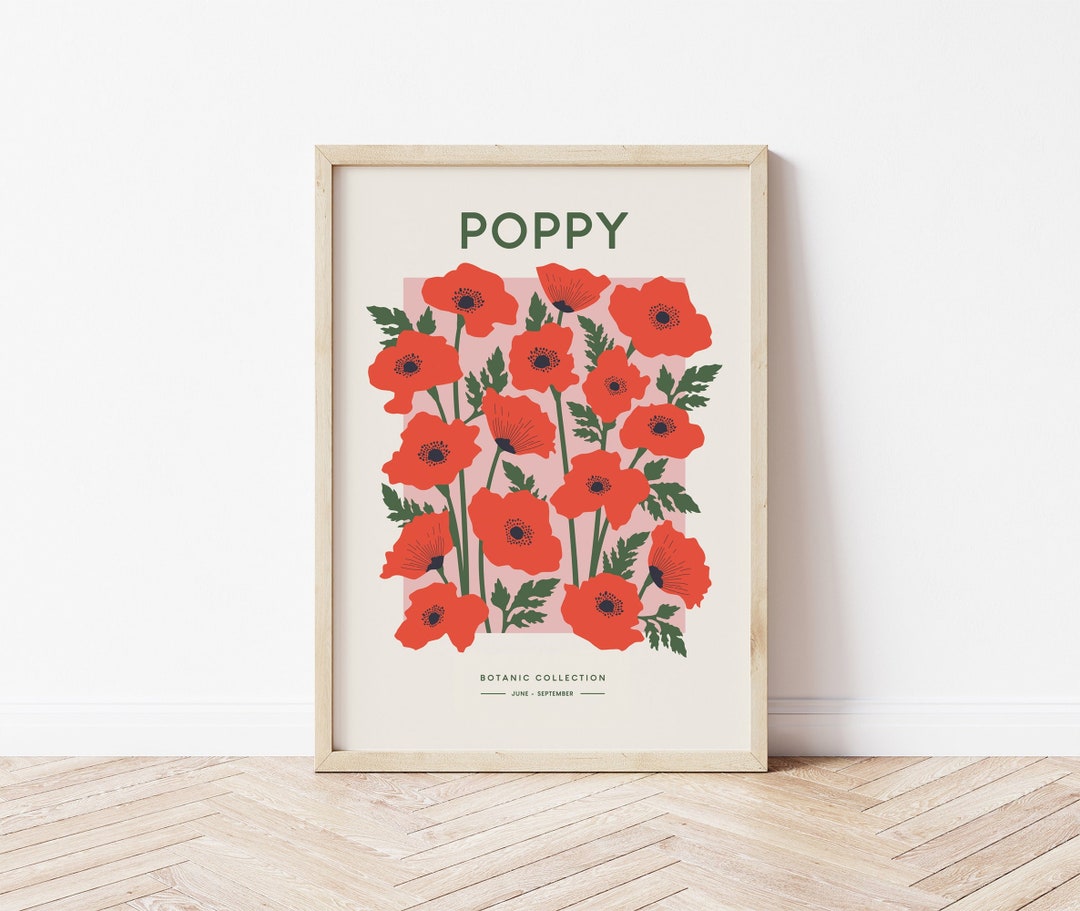 Poppy Poppies Wall Art Poster Print, Poppy Poppies Flower Market Poster ...