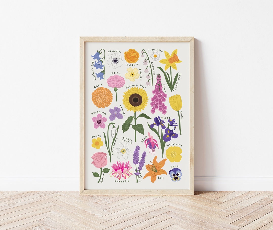 Welsh Flowers Print, Flowers of Wales, Welsh Wildflowers Print, Flower ...