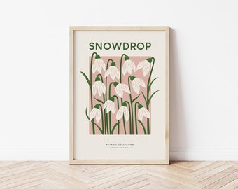 Snowdrops Art, Snowdrops Print, Snowdrops Linocut Print - Snowdrop ...