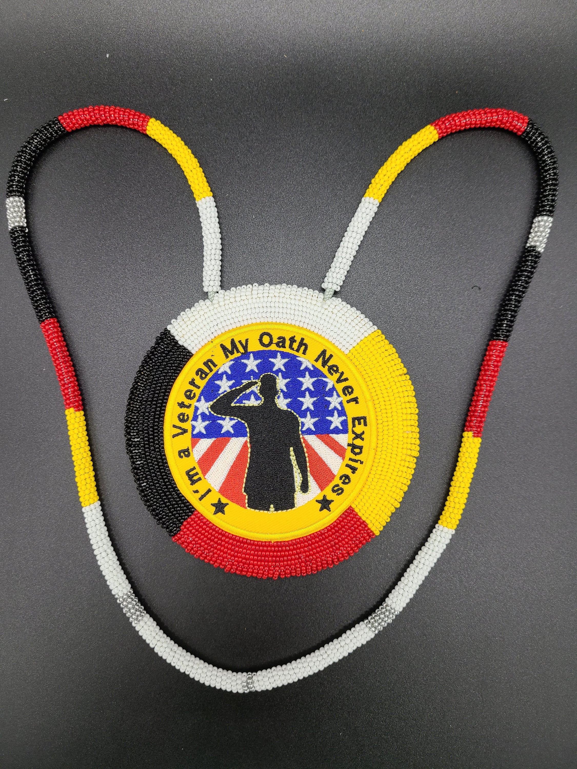 Native American Beaded Medallion Necklace Veteran Military - Etsy