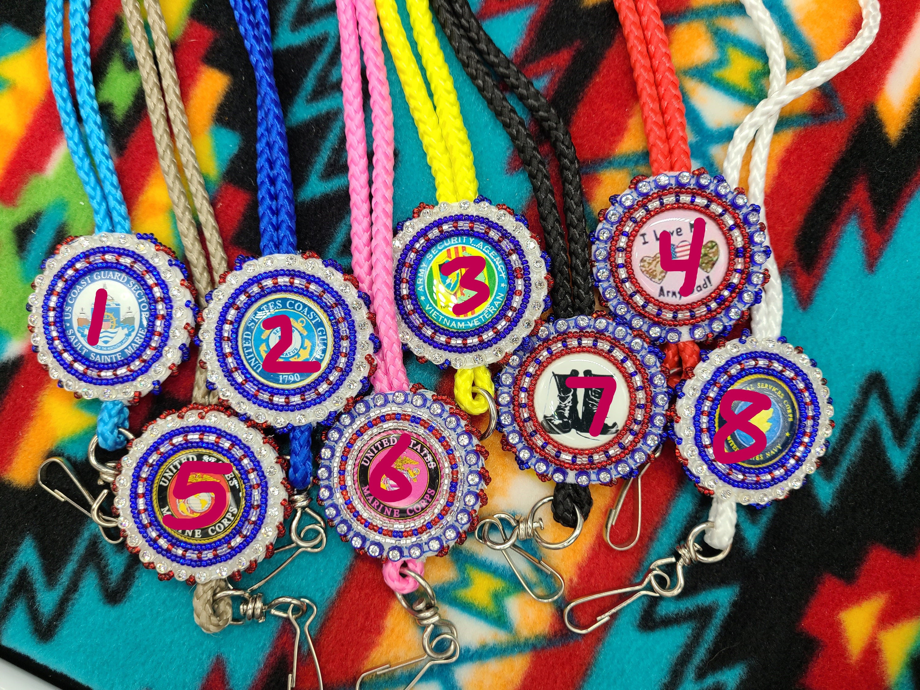 Native American Beaded Badge ID Holder Military Lanyard - Etsy