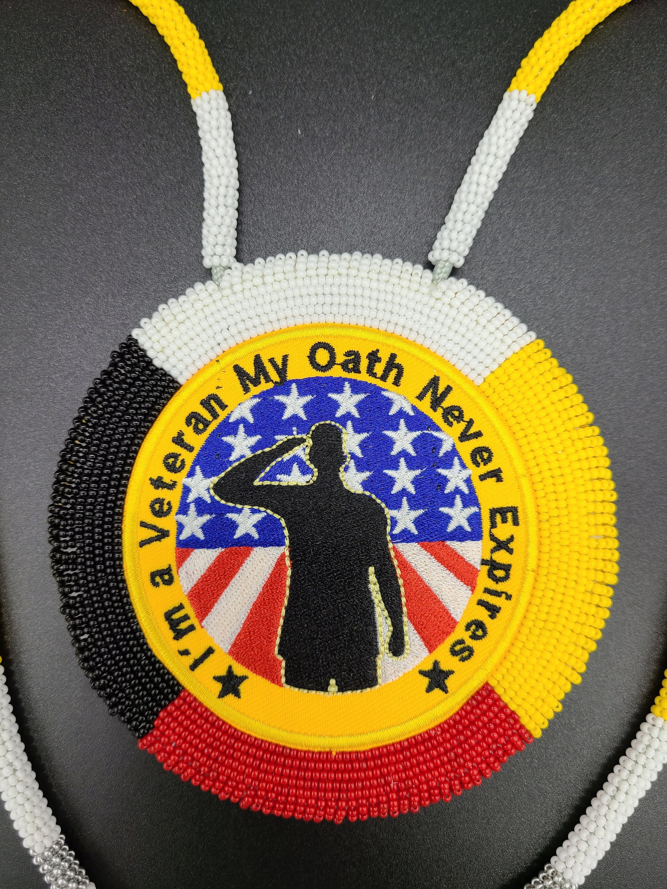 Native American Beaded Medallion Necklace Veteran Military - Etsy