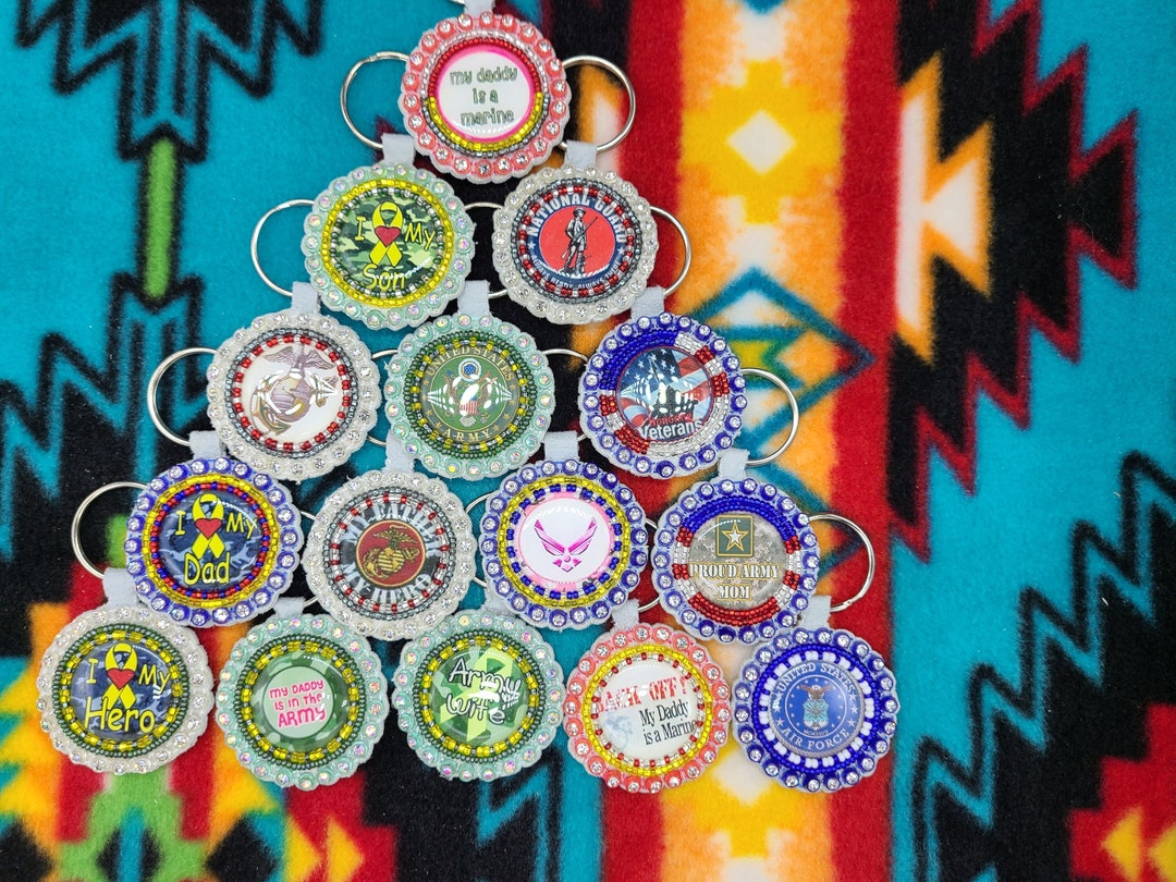 Native American Beaded Key Chain Military, Air Force, Army, Marines ...
