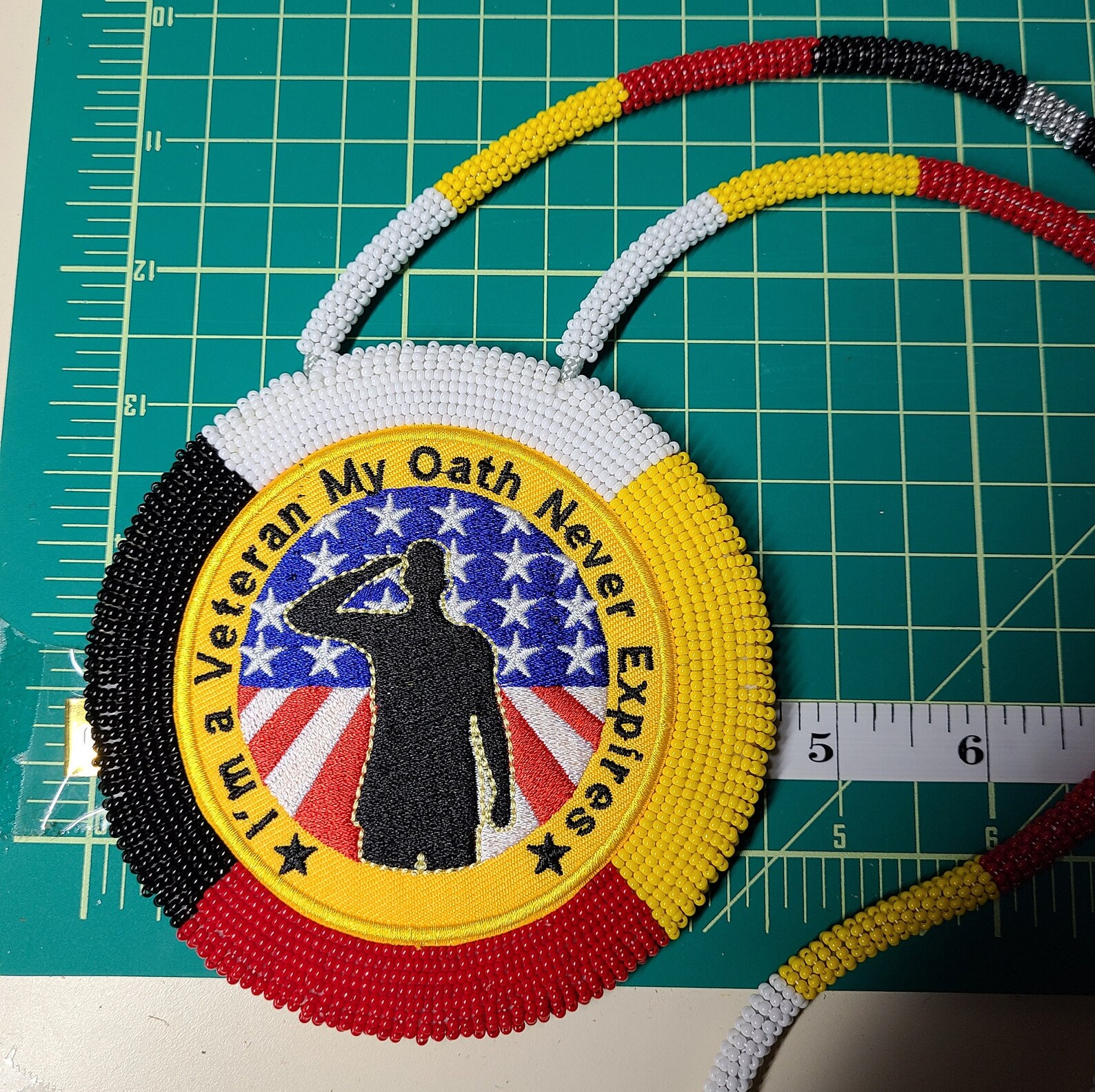 Native American Beaded Medallion Necklace Veteran Military - Etsy