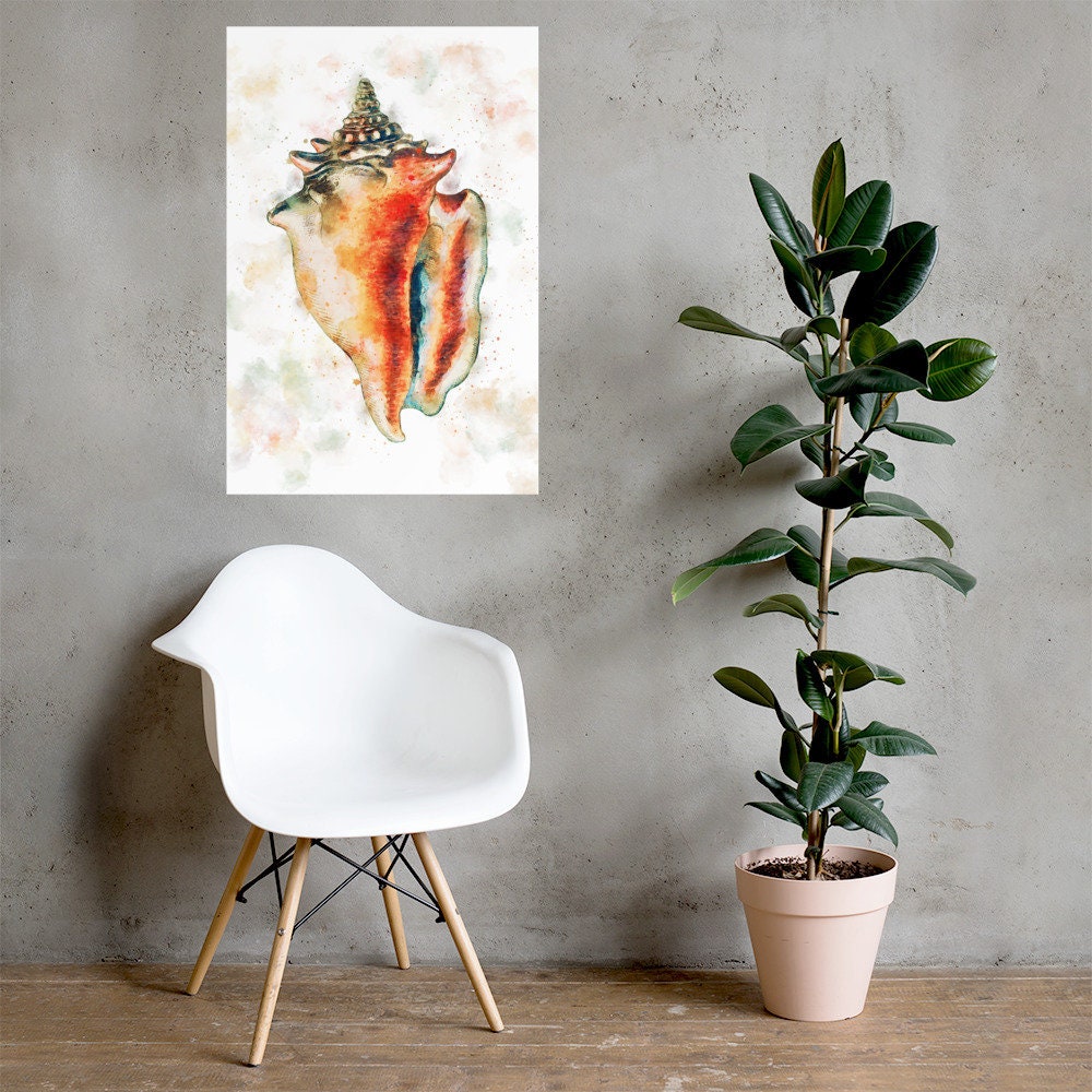 Conch Shell Watercolor Painting Art Print - Etsy