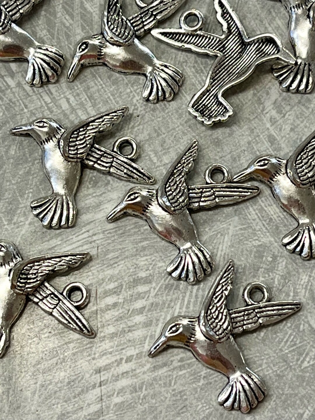 Pewter Hummingbird Charm, Hummingbird Charms, Silver-tone Hummingbirds ...