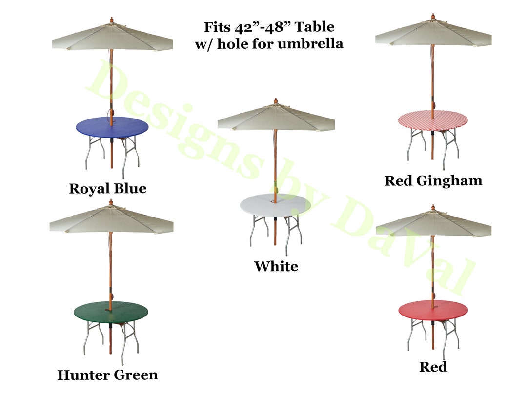 Kwik Covers Fits 48" Round Umbrella Fitted Plastic Table Cover, Party ...