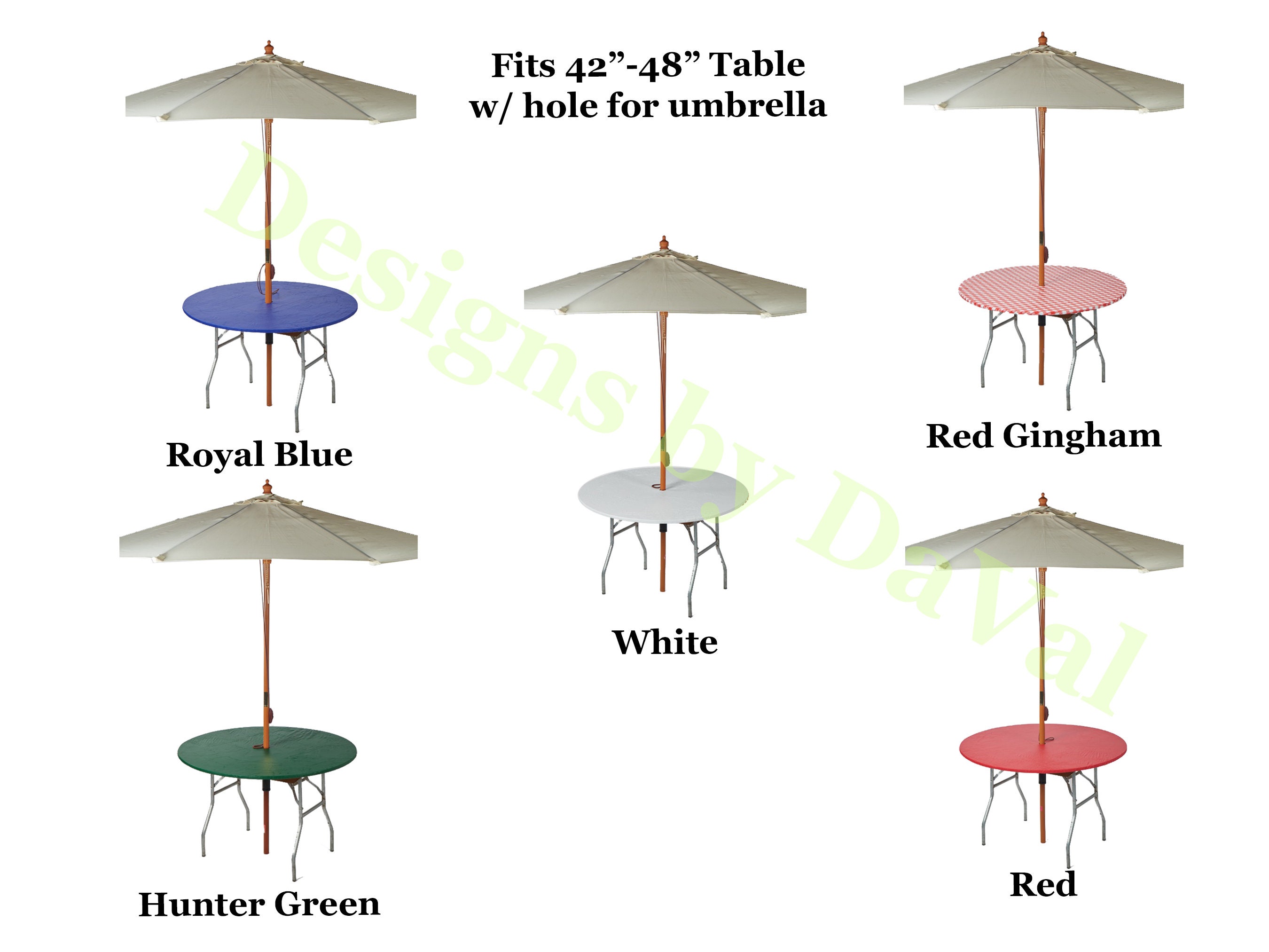 Kwik Covers Fits 48" Round Umbrella Fitted Plastic Table Cover, Party ...
