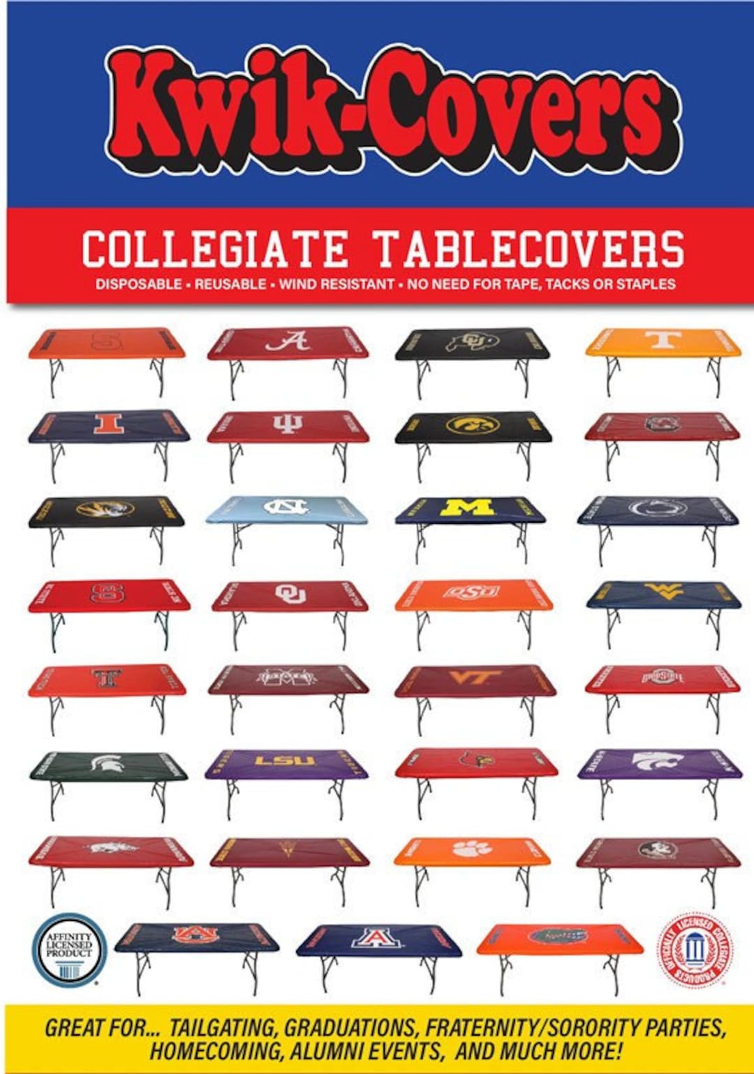 Collegiate Kwik-covers Rectangle Plastic Covers for 6' or 8' Tables - Etsy