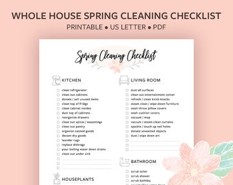 Spring Cleaning Checklist Printable, Whole House Spring Cleaning List ...
