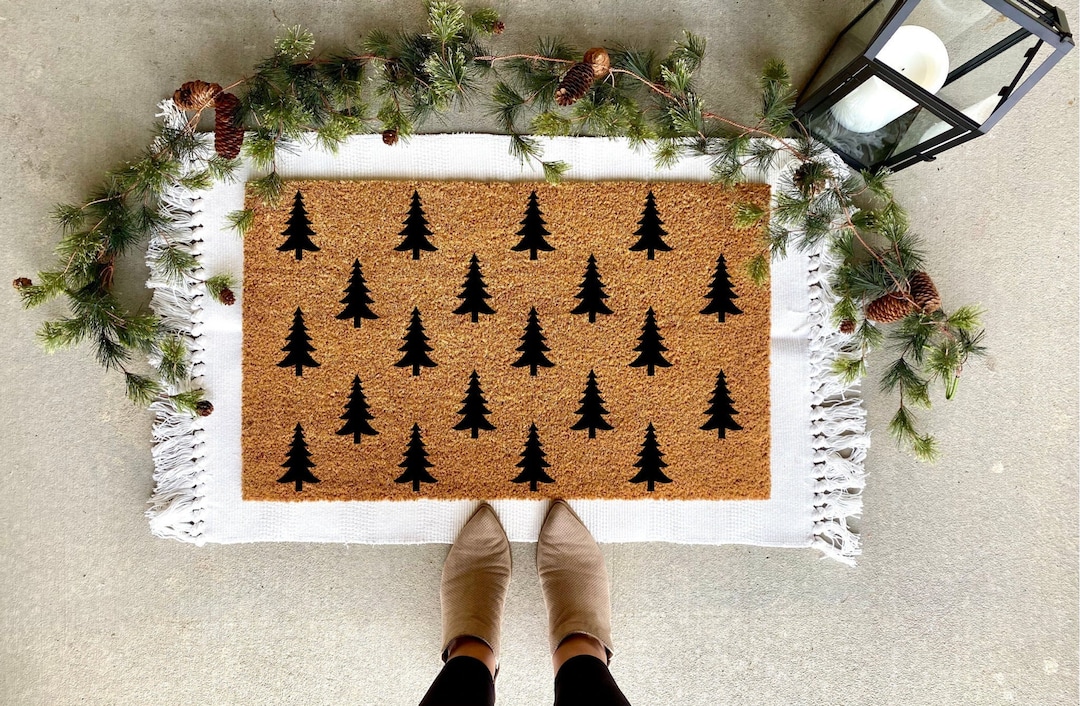 Modern Christmas Tree Doormat, Christmas Decor, Personalized Doormat ...