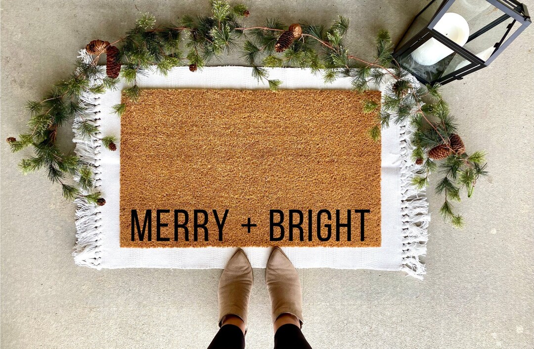 Merry and Bright Doormat, Christmas Decor, Personalized Doormat ...