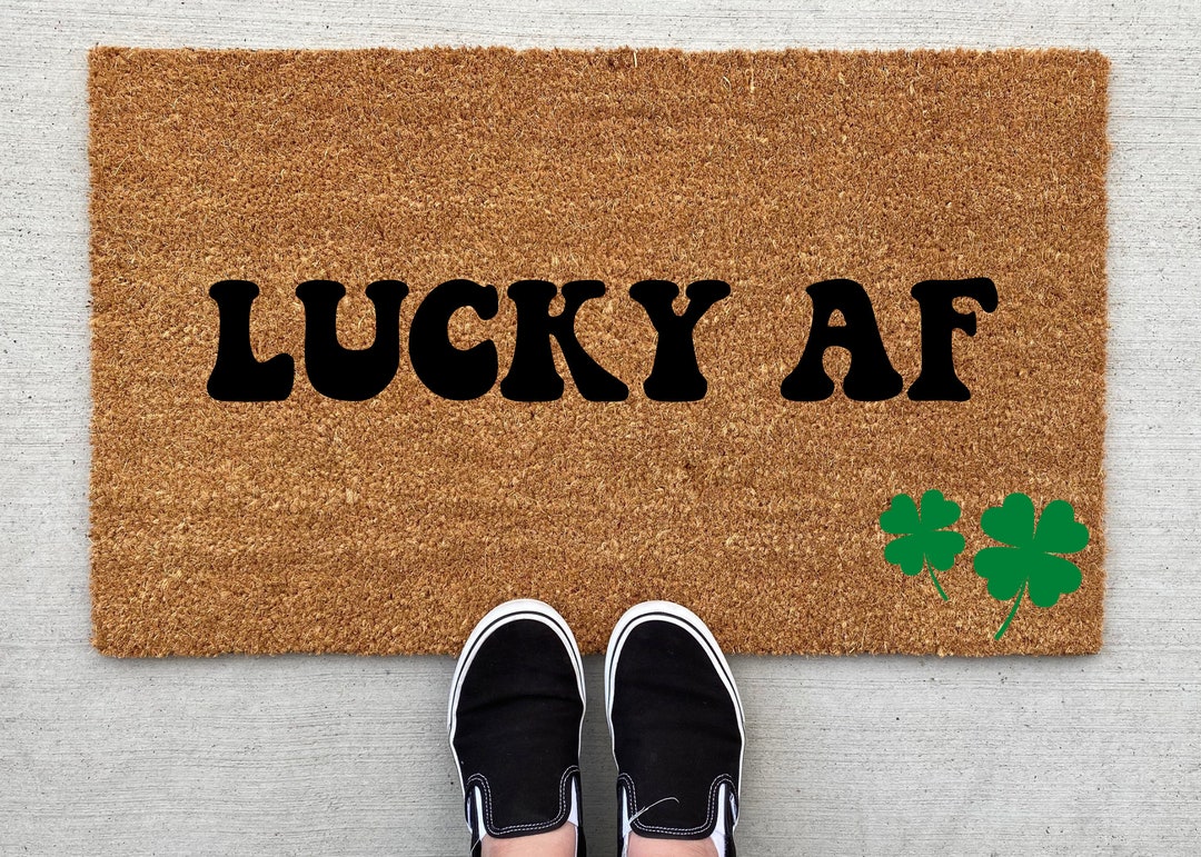 Lucky AF St. Patrick's Day Front Doormat, Front Porch Decor ...