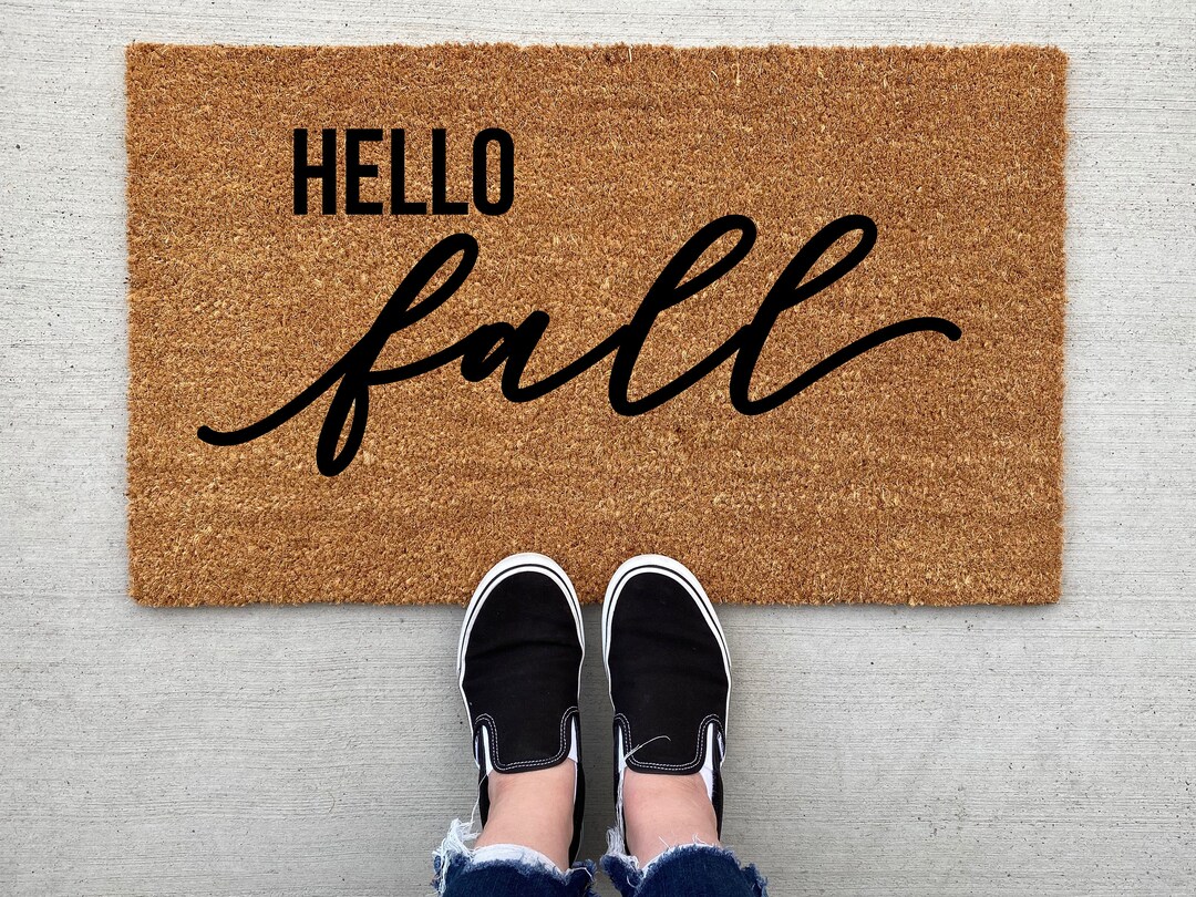 Hello Fall Doormat, Pumpkin, Fall Decor, Personalized Doormat, Pumpkin ...