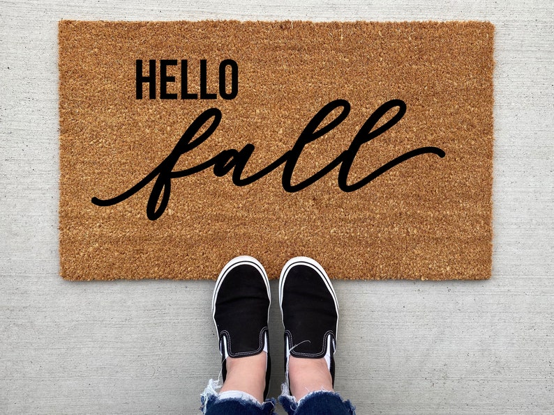 Hello Fall Doormat Pumpkin Fall Decor Personalized Doormat - Etsy