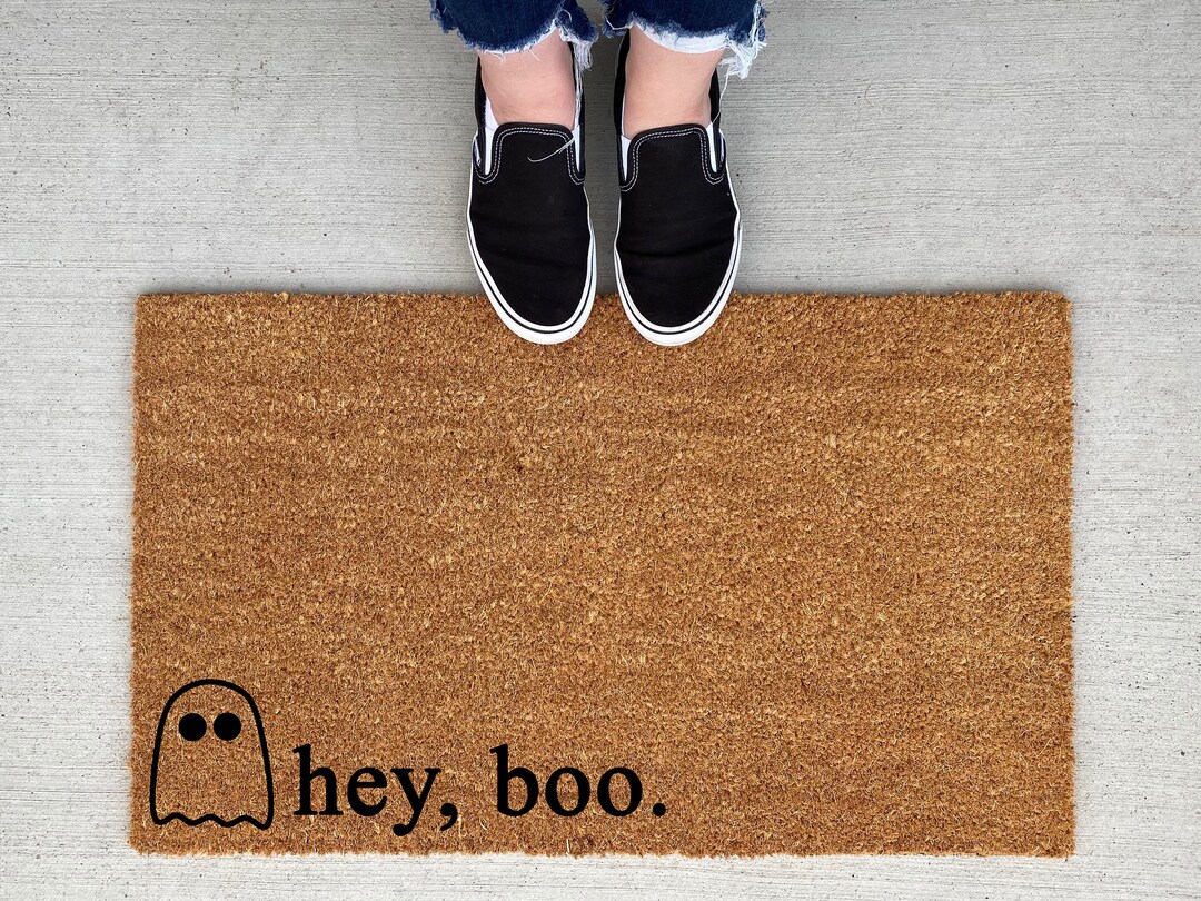 Hey Boo Ghost Halloween Doormat, Halloween Doormat, Pumpkin, Fall Decor ...