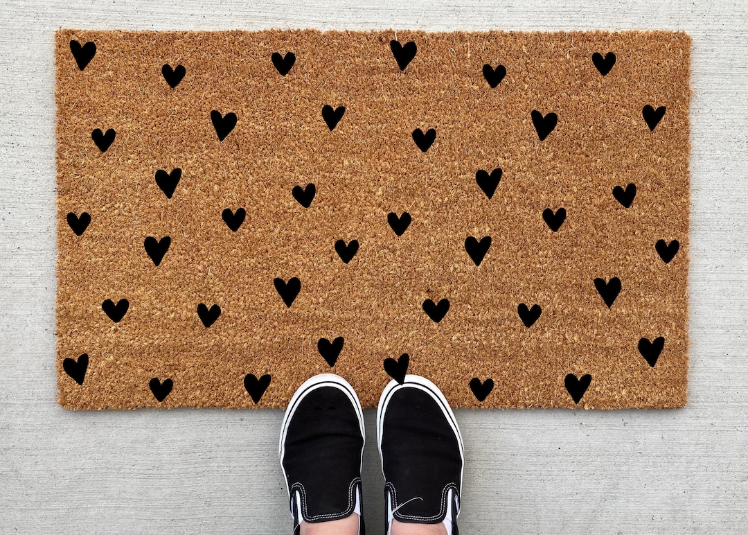 Hearts Valentine's Day Doormat, Valentine's Decor, Personalized Doormat ...