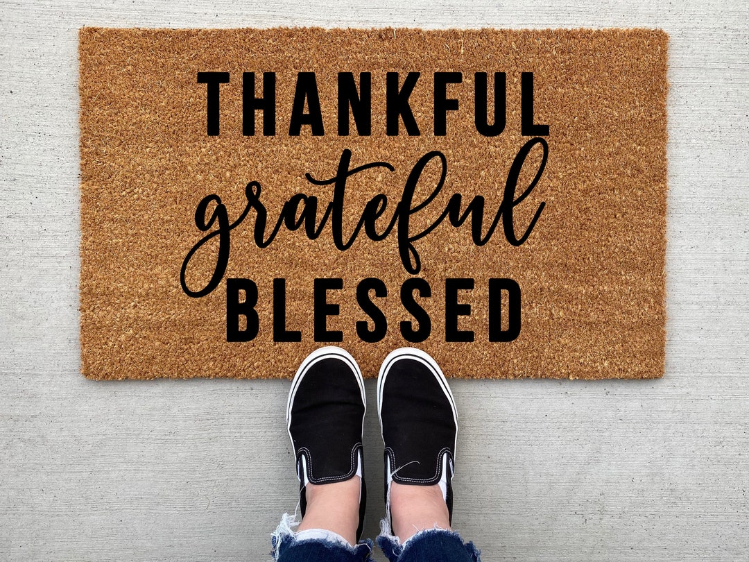 Thankful Grateful Blessed Doormat, Happy Fall Y'all, Fall Doormat ...