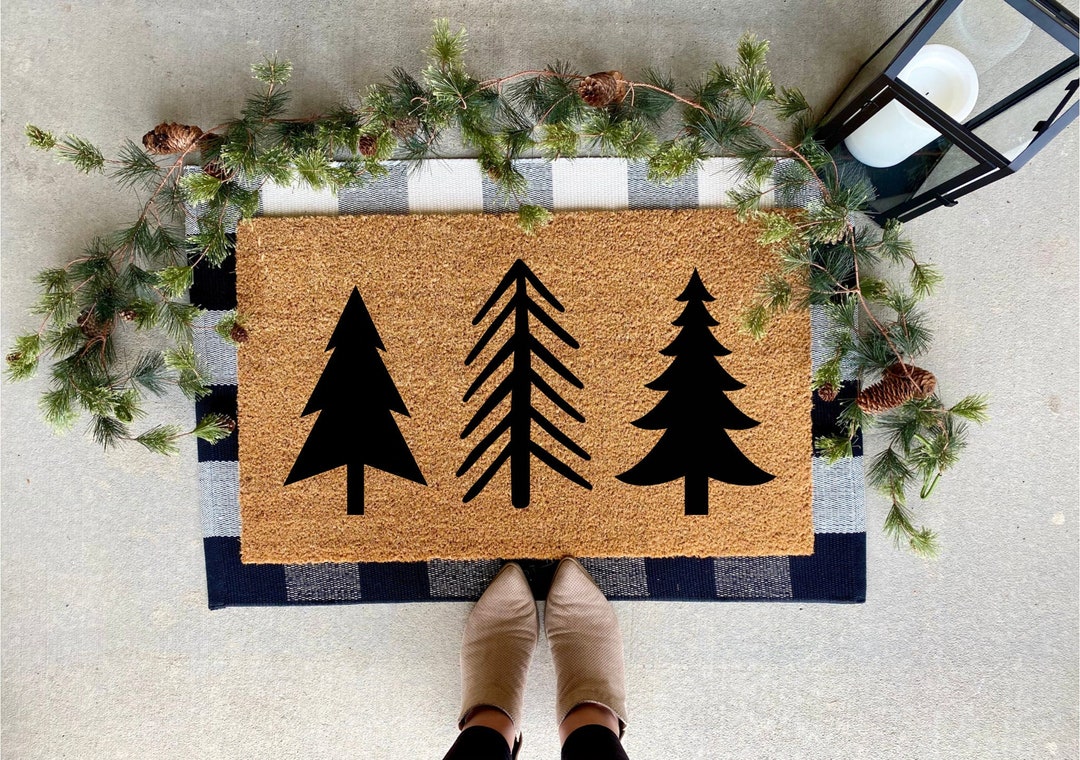 Modern Merry Christmas Tree Doormat, Christmas Decor, Personalized ...
