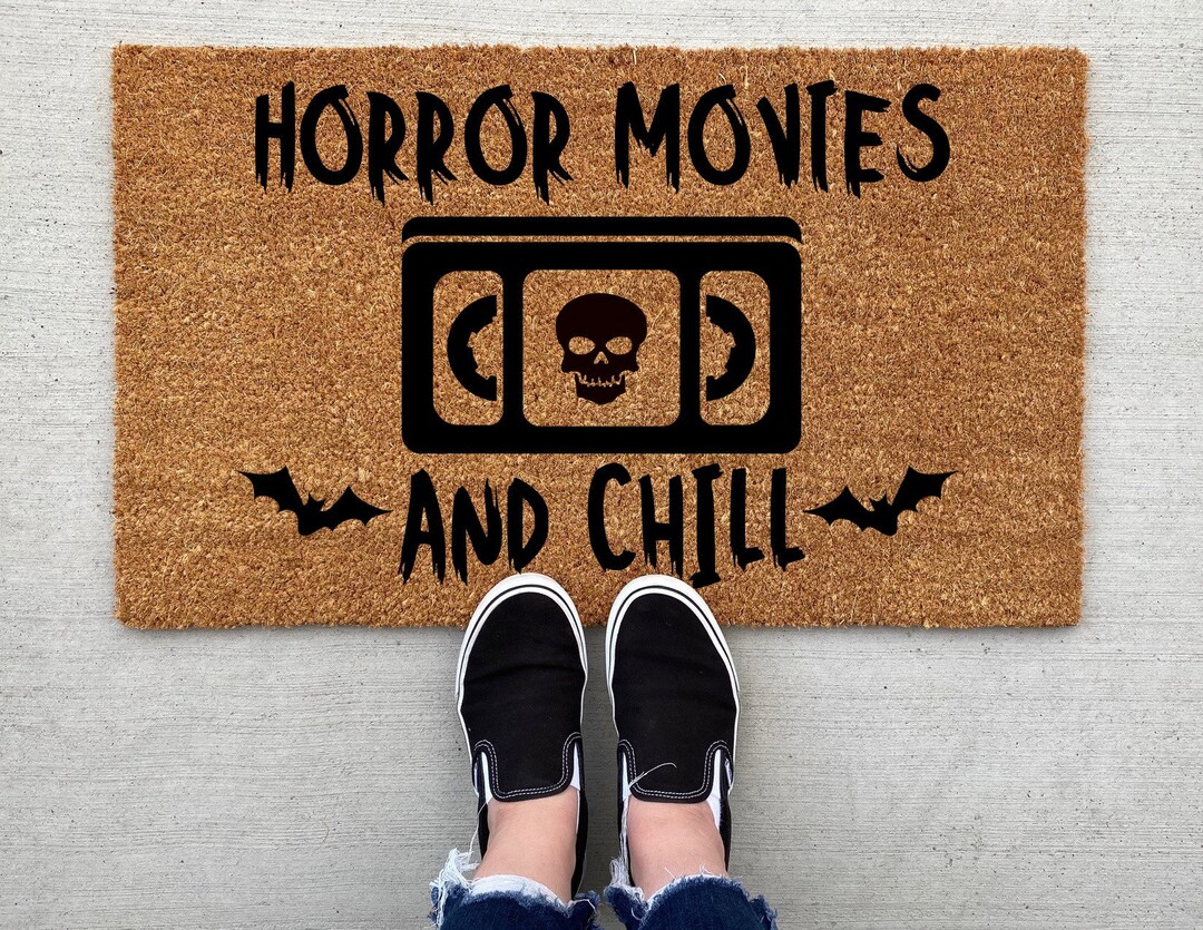 Horror Movies and Chill Halloween Doormat, Halloween Doormat, Pumpkin ...