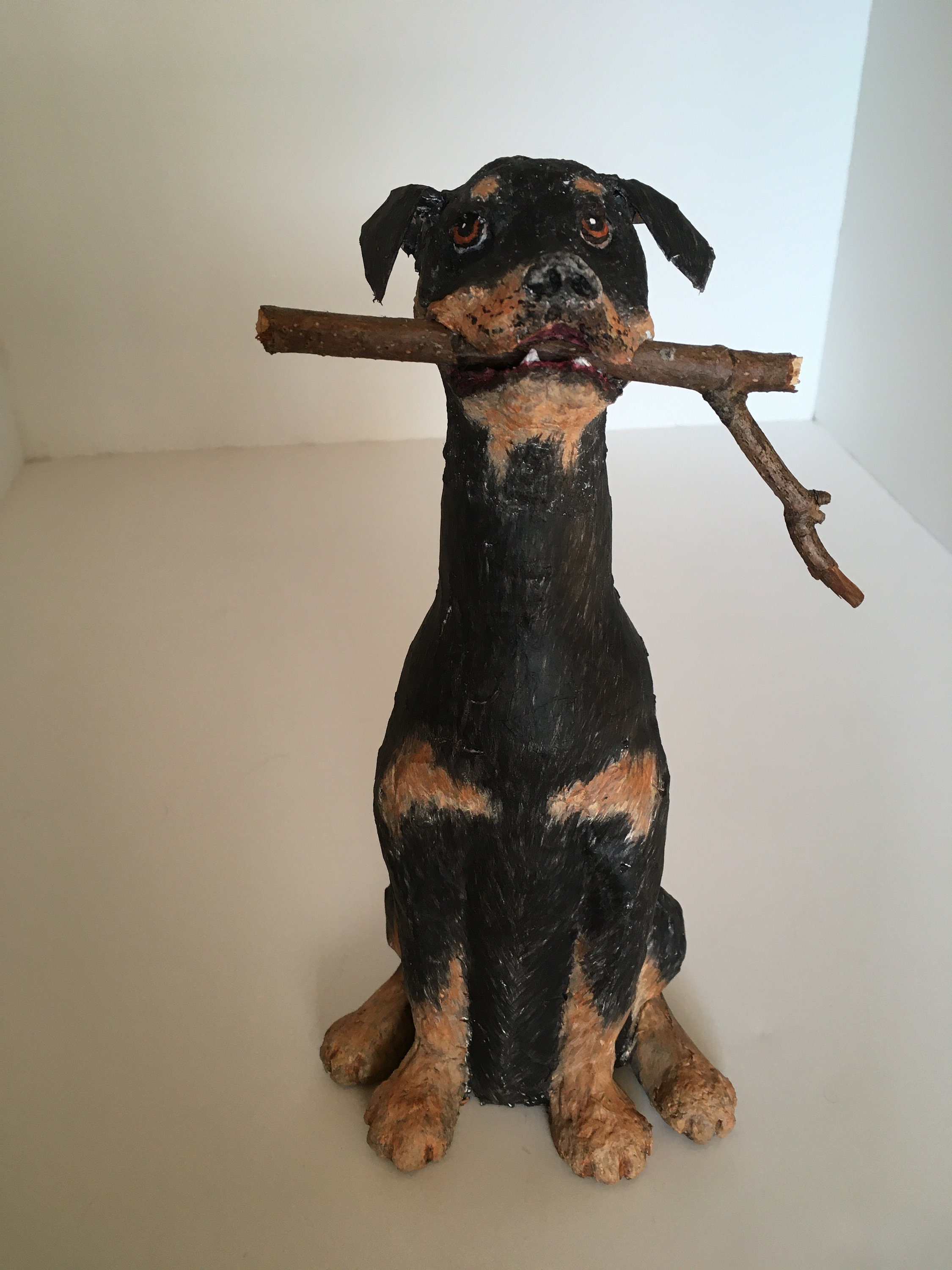 Rottweiler sculpture made from beer bottle and paper mache | Etsy