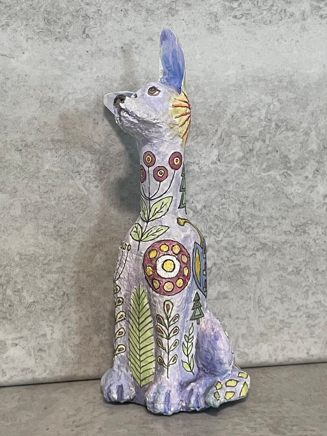 Purple Dog Made From Paper Mache and Tabasco Bottle - Etsy