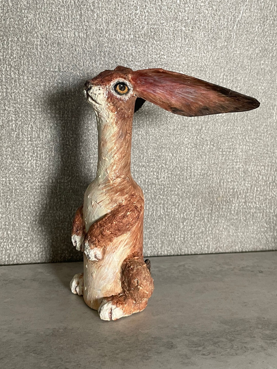 Small Paper Mache Rabbit Sculpture Made From Tabasco Bottle - Etsy