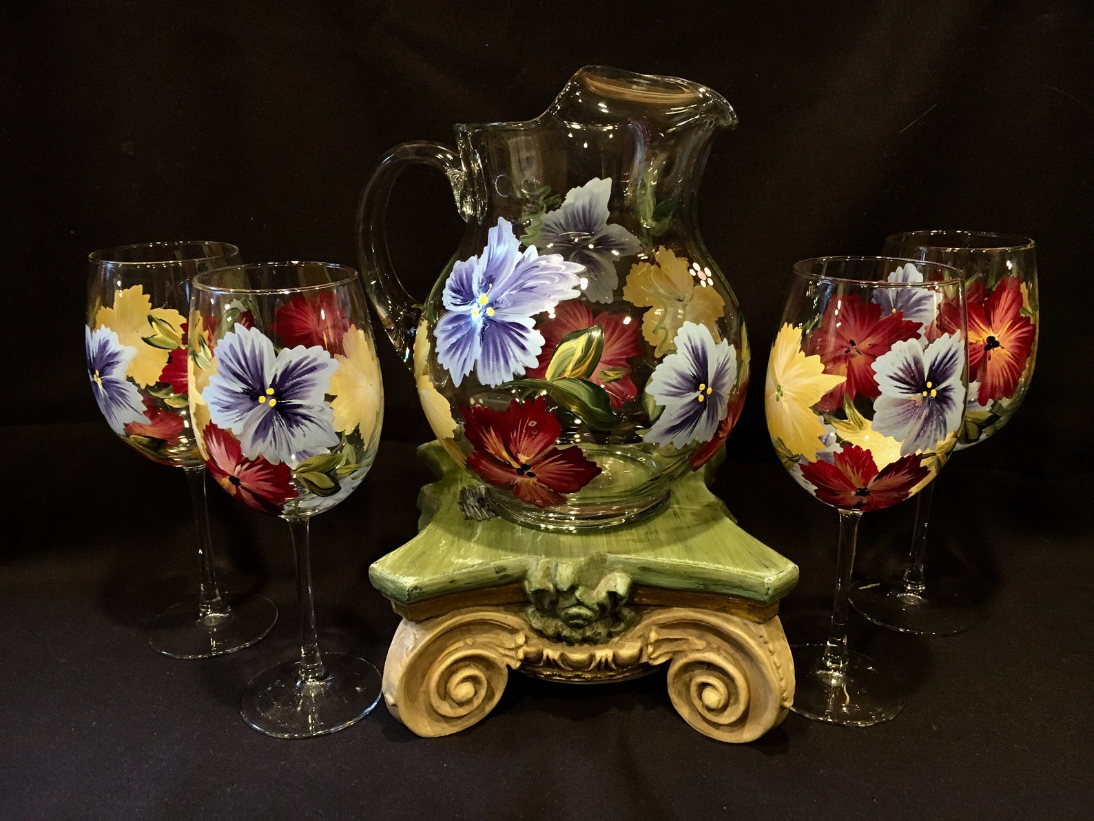 Hand Painted Wine Decanter Sets - Etsy