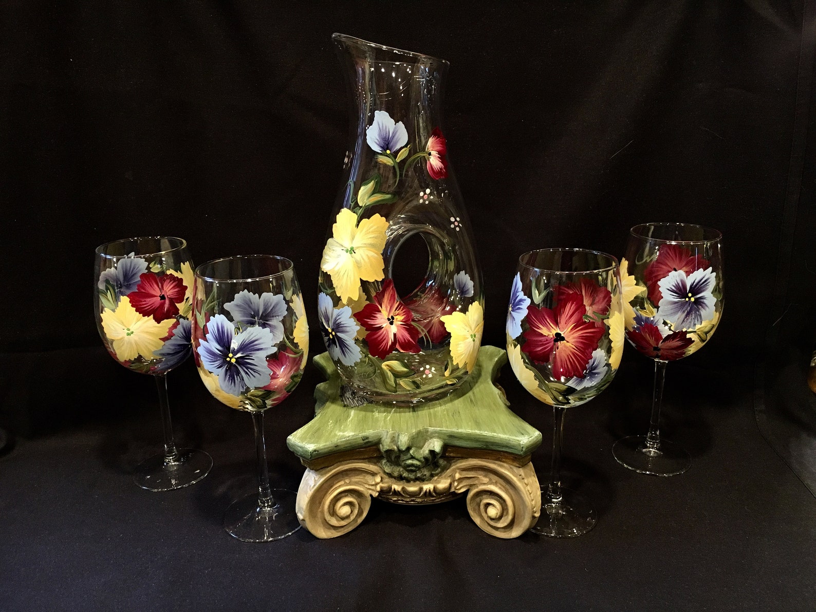 Hand Painted Wine Decanter Sets - Etsy