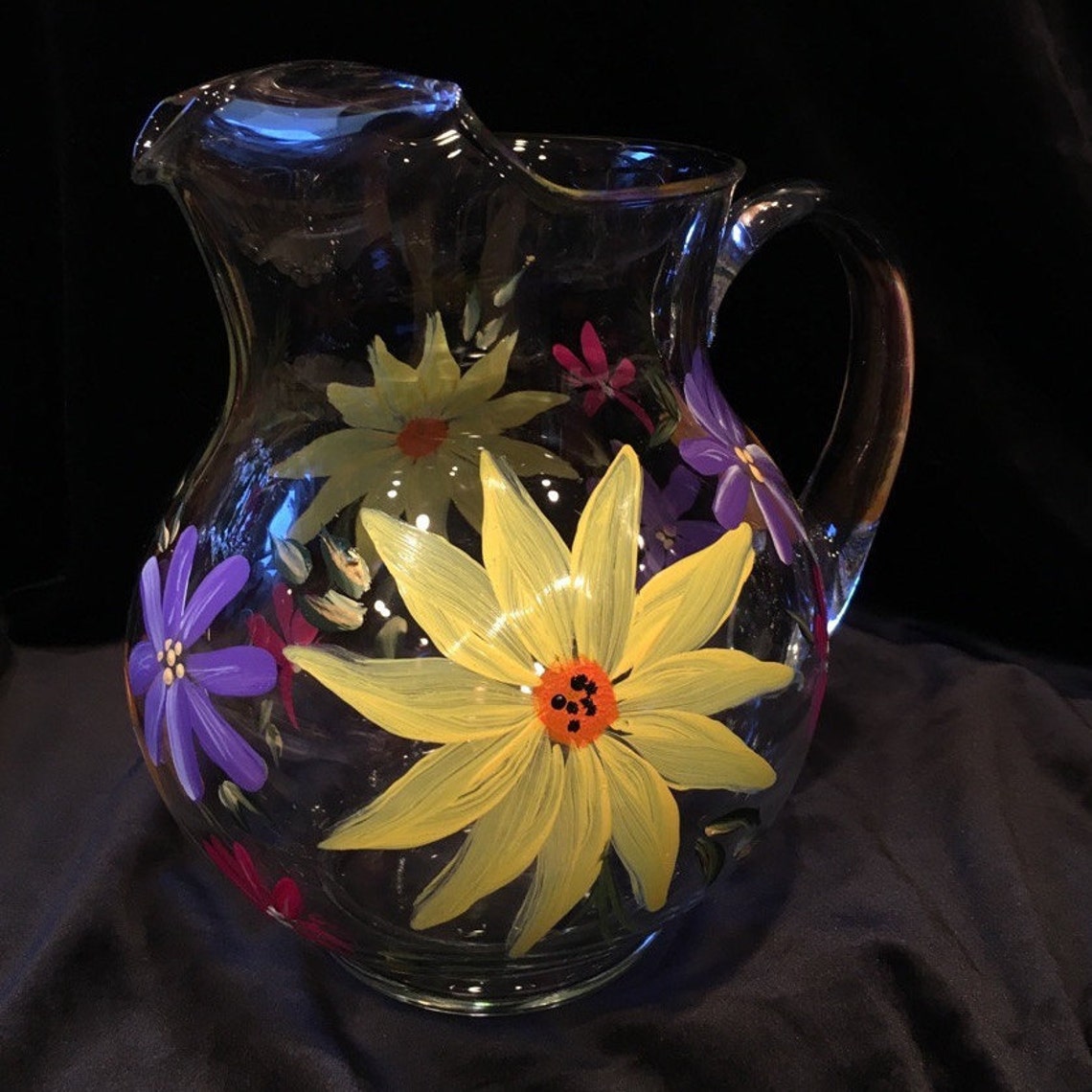 Hand Painted Glass Pitchers - Etsy