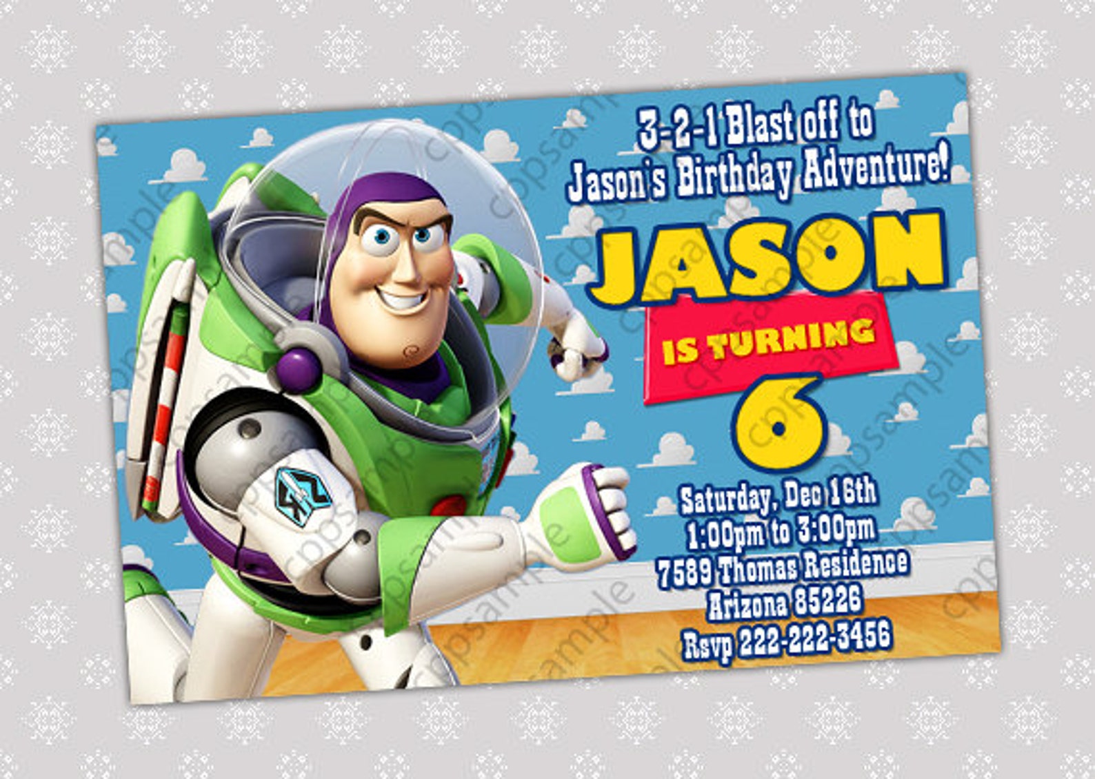 Buzz Lightyear Birthday Party Invitation Digital File | Etsy